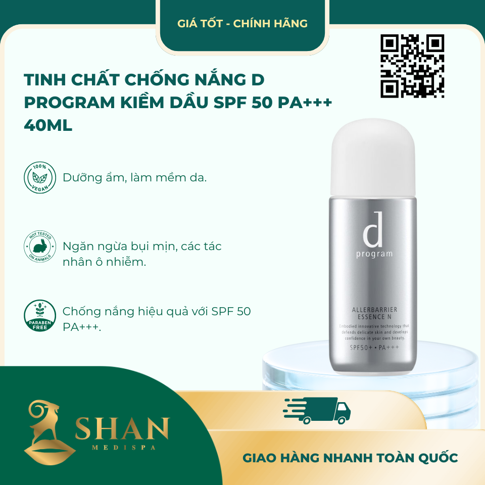 Tinh Chất Chống Nắng D Program Kiềm Dầu SPF 50 PA+++ 40ml - Mẫu Mới - Shan MediSpa