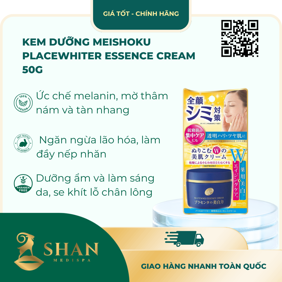 Kem Dưỡng MEISHOKU Placewhiter Essence Cream 50g – [Mẫu Mới] - Shan MediSpa
