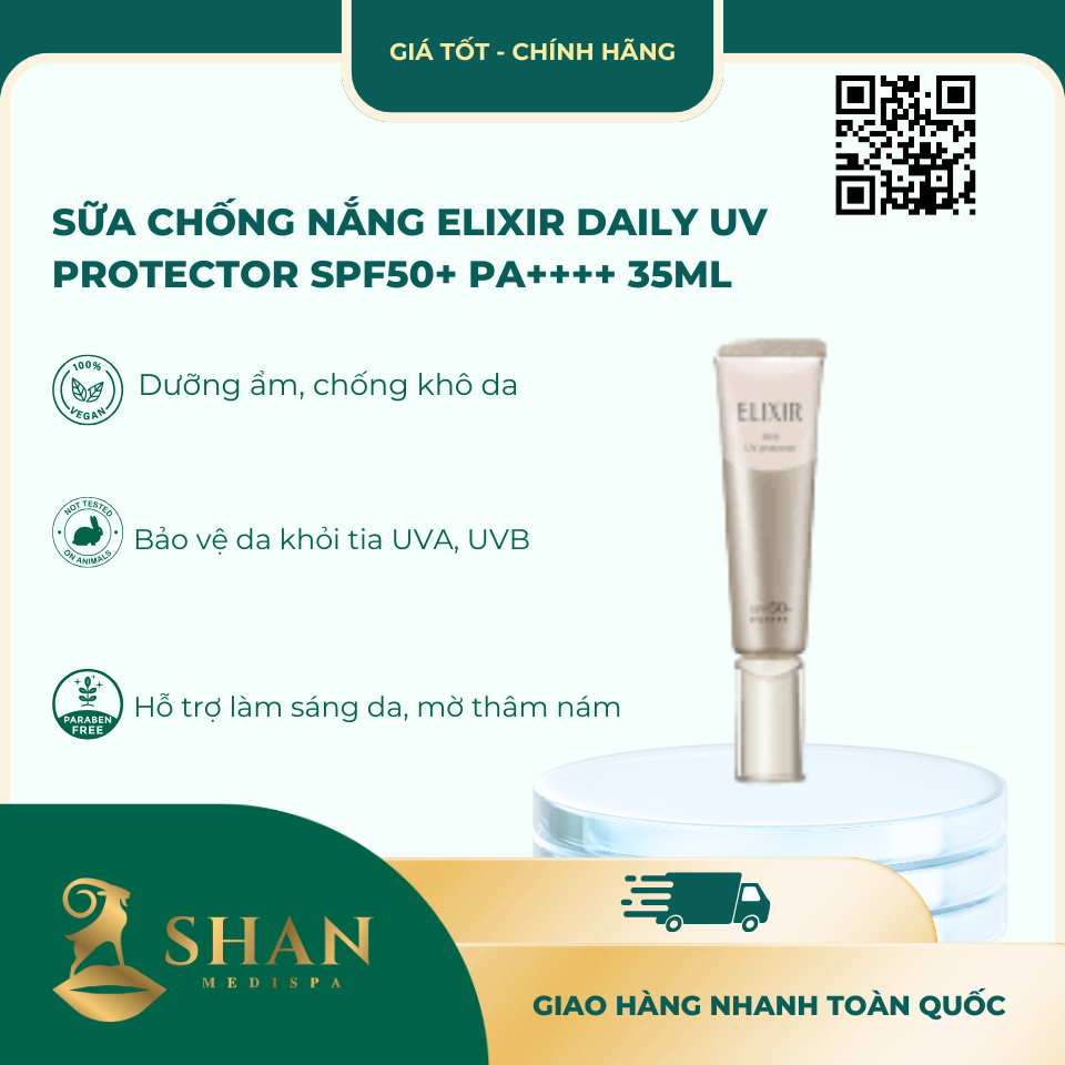 Sữa Chống Nắng Elixir Daily UV Protector SPF50+ PA++++ 35ml - [Mẫu Mới] - Shan MediSpa